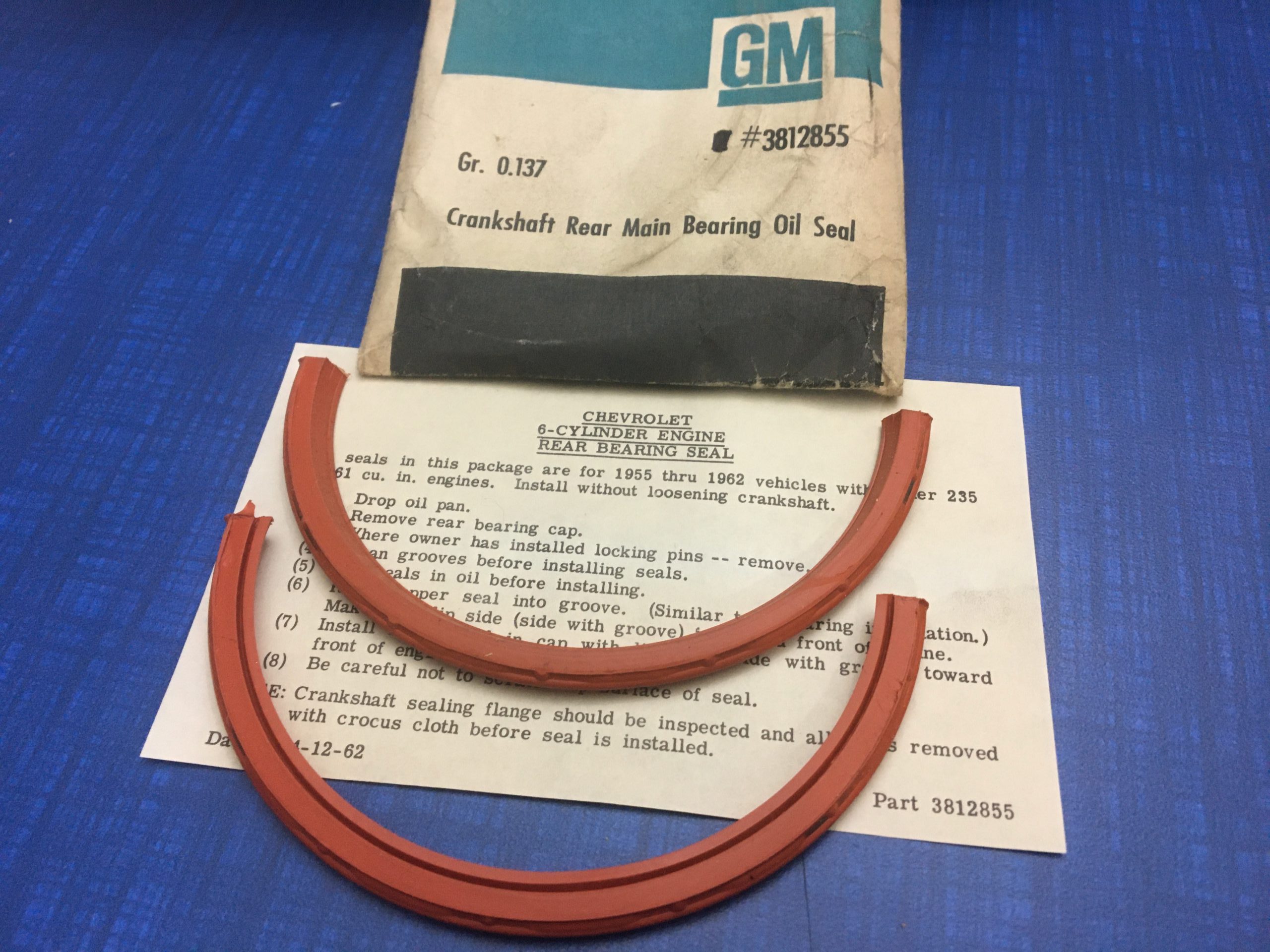 1955 - 1963 Chevrolet NOS Rear Main Crankshaft Oil Seal GM # 3812855 ...